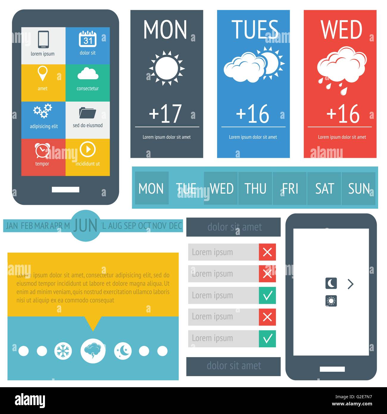 UI flat design, web elements on white background Stock Vector Image & Art - Alamy