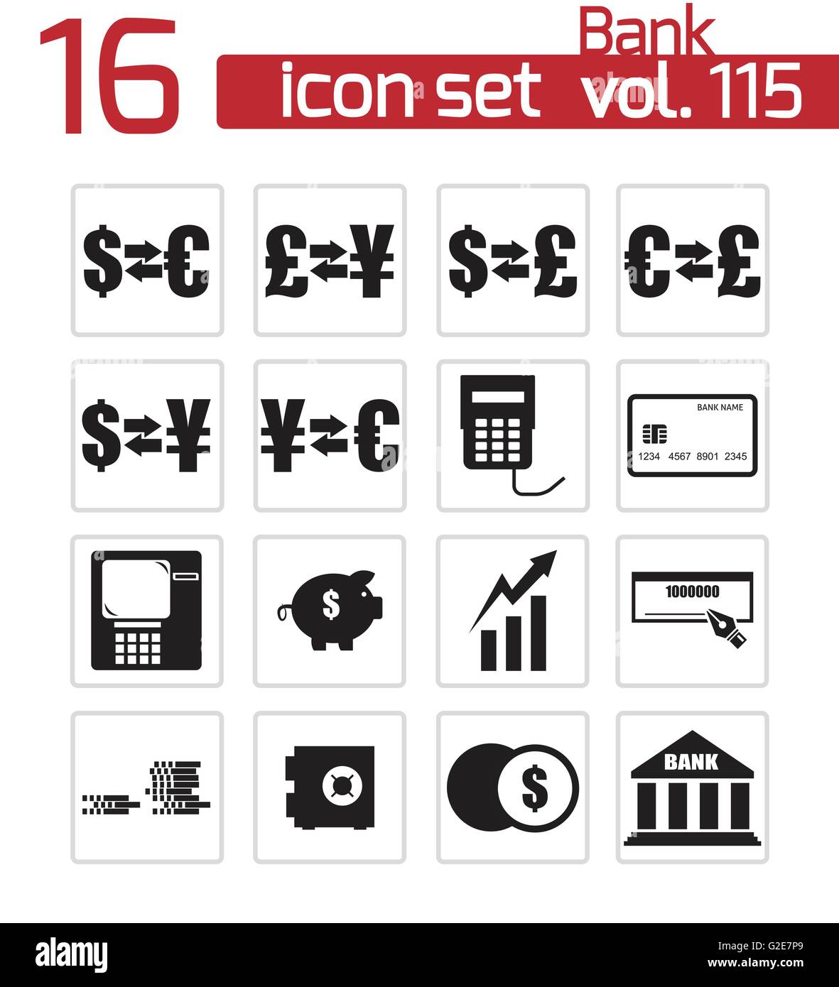Vector black bank icons set on white background Stock Vector Image ...