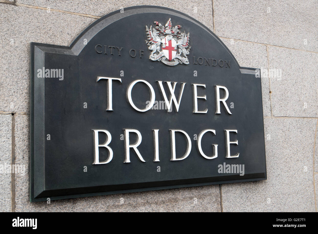 Tower Bridge London sign with crest , England Stock Photo - Alamy