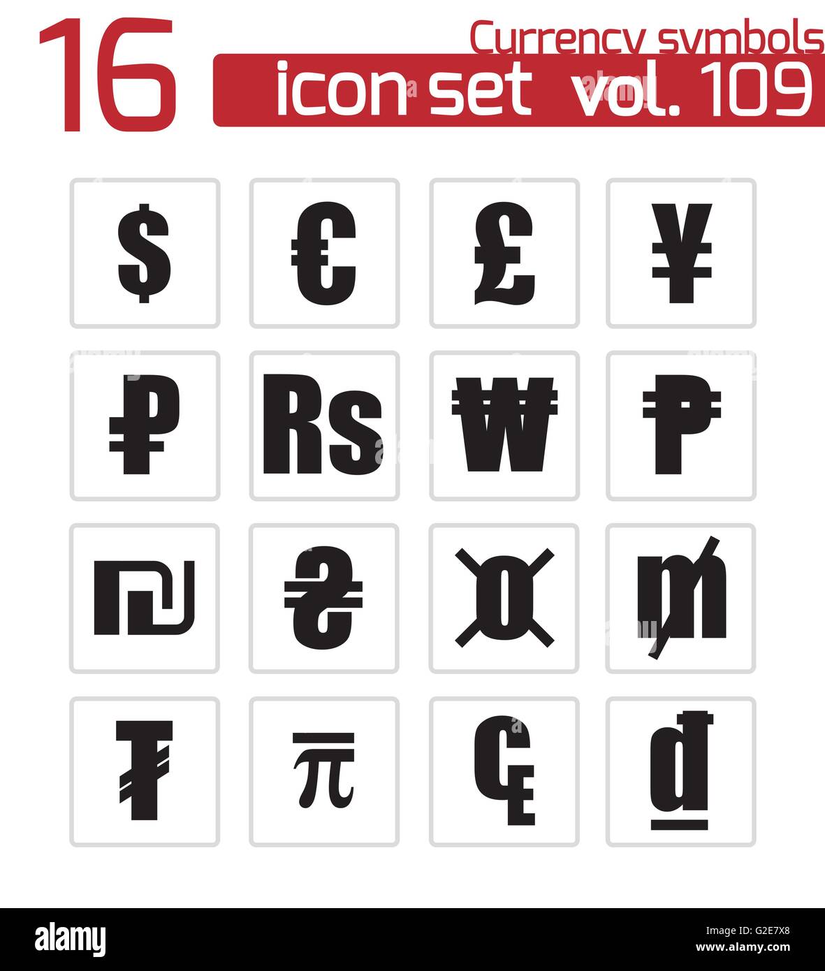 Vector black currency symbols set on white background Stock Vector ...