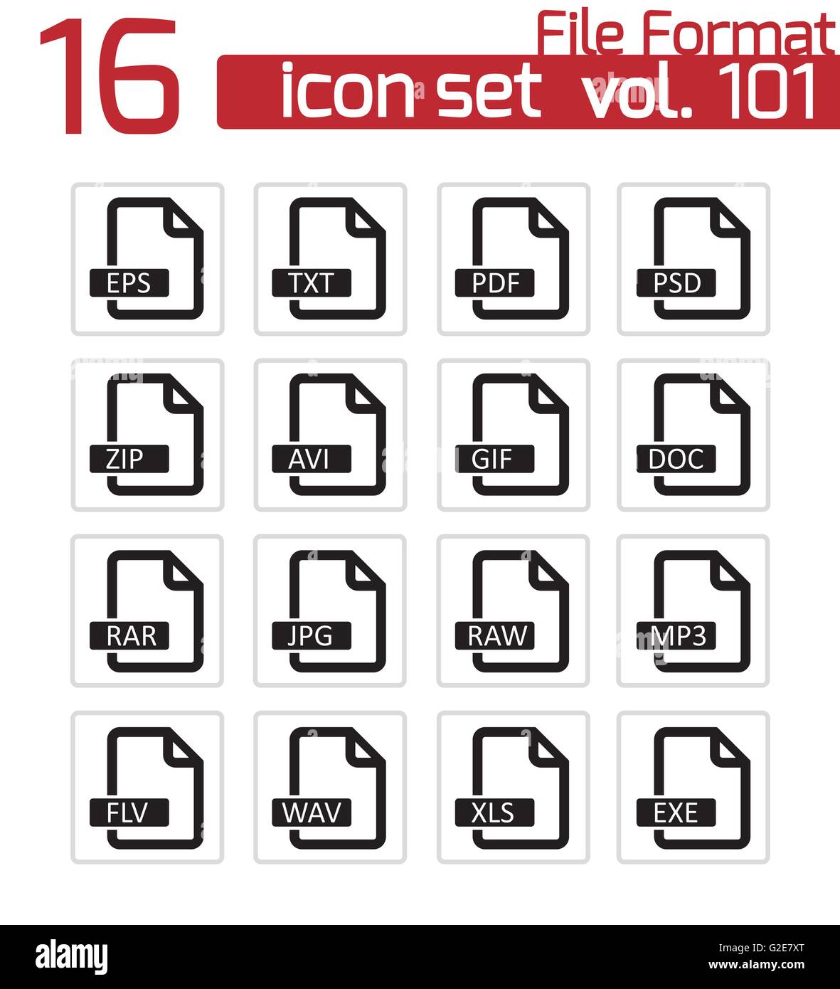 Vector black file format icons set on white background Stock Vector ... Vector black file format icons set on white background Stock Vector ...