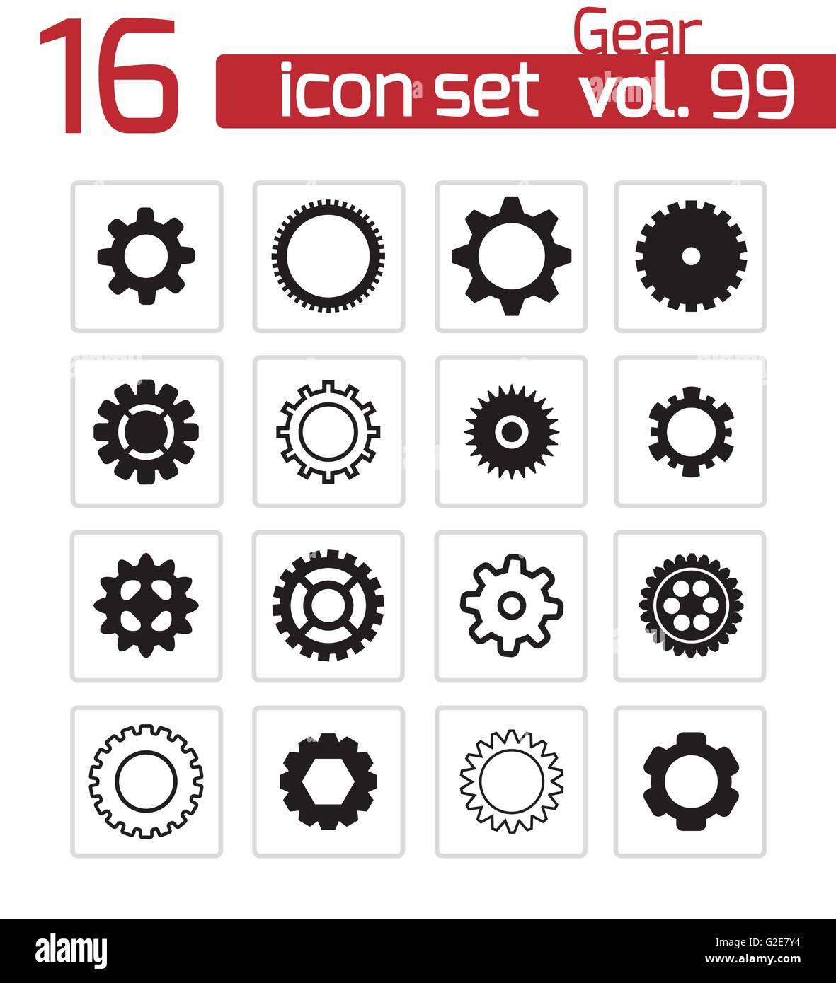 Vector black gears icons set on white background Stock Vector Image ...