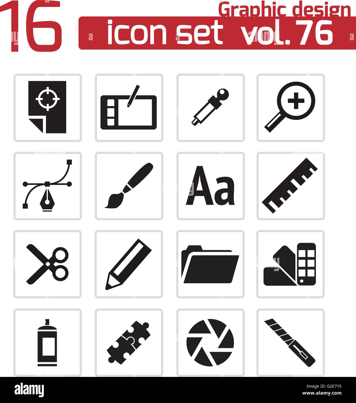 Vector black graphic design icons set on white background Stock Vector ...