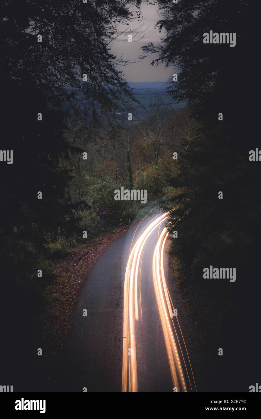 Streaking car lights on road hi-res stock photography and images - Alamy