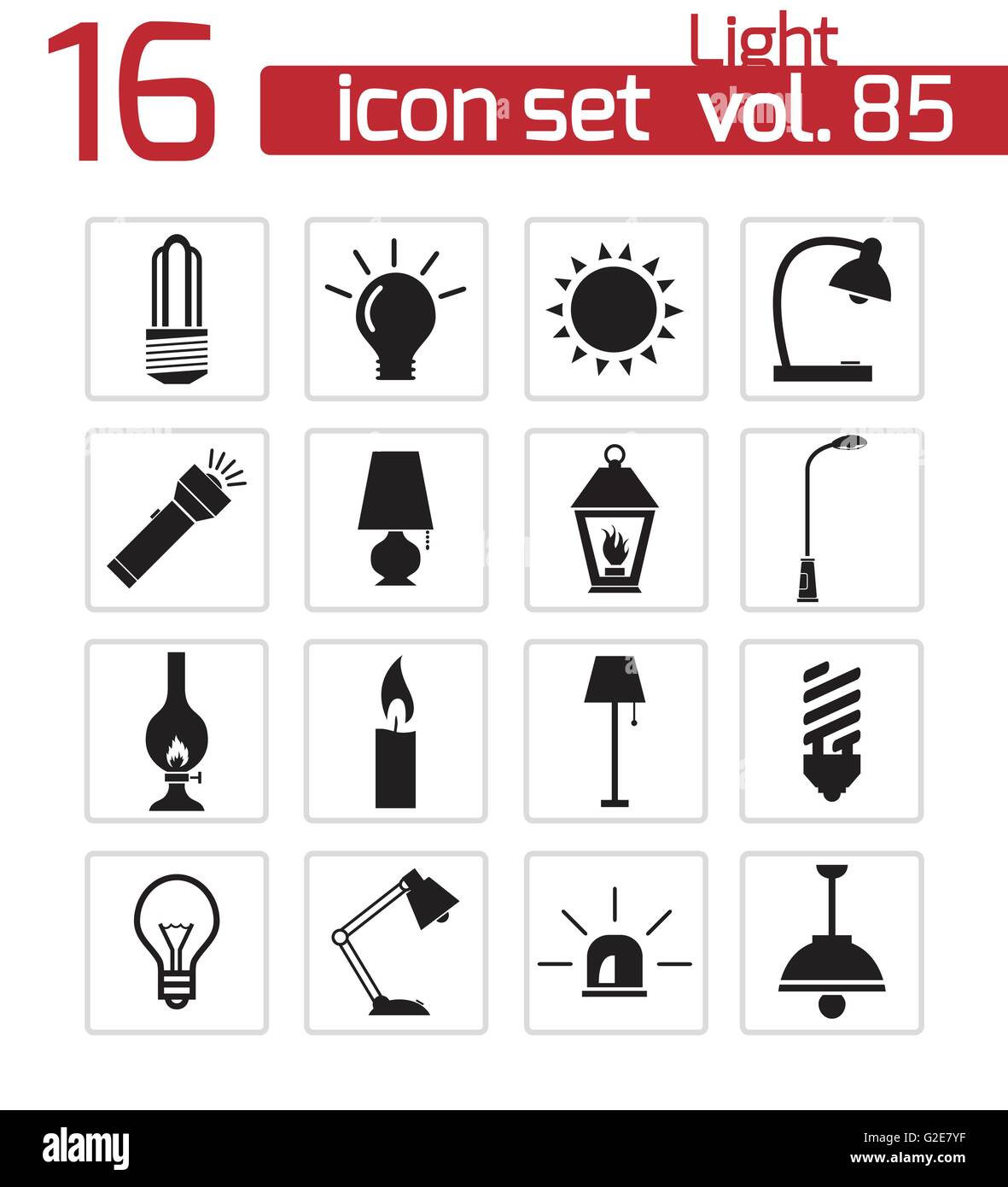 Vector black light icons set on white background Stock Vector Image ...