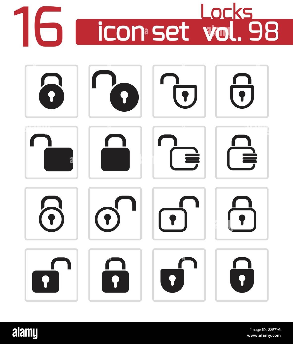 Vector black lock icons set on white background Stock Vector Image ...