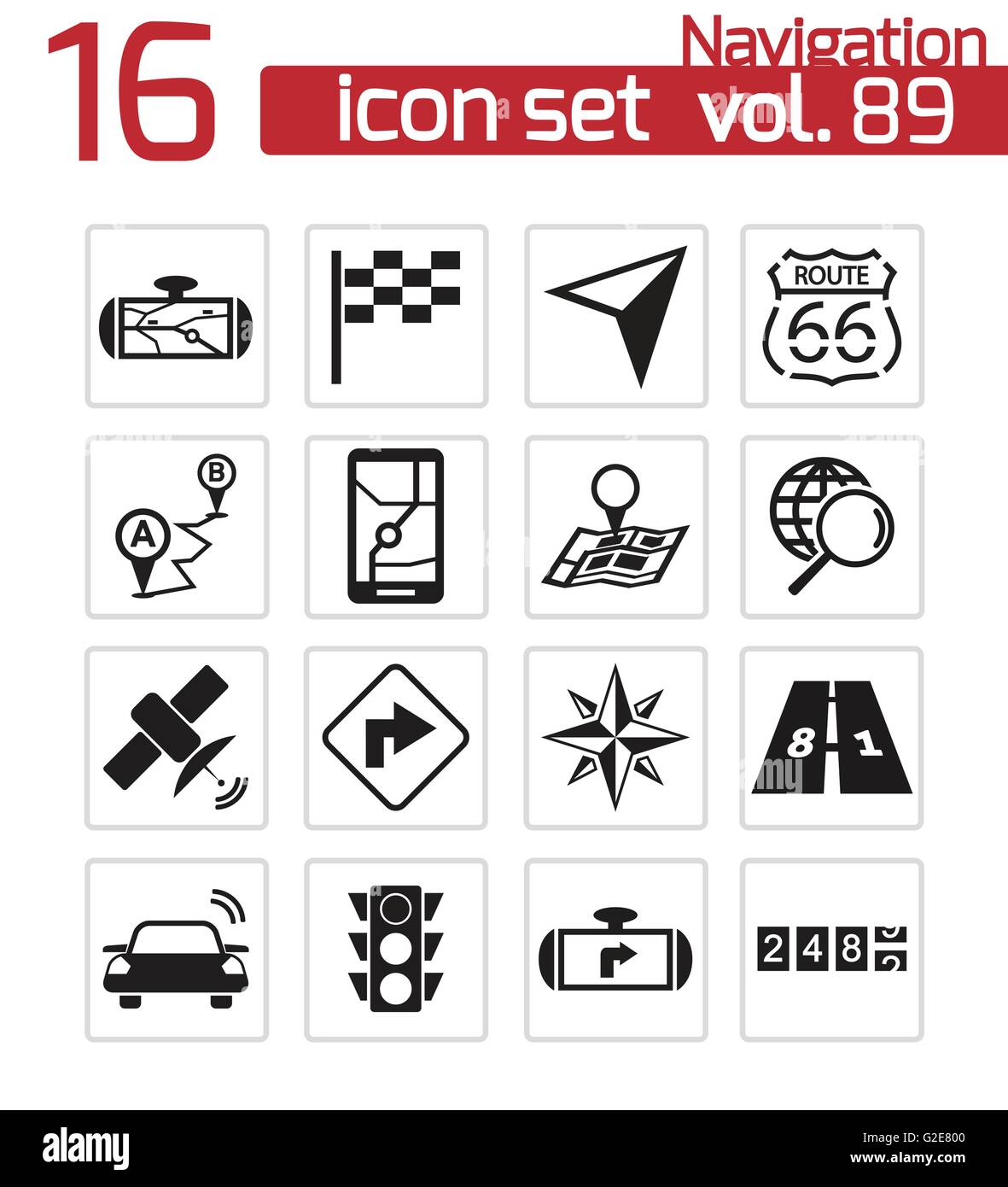 Vector black navigation icons set on white background Stock Vector ...