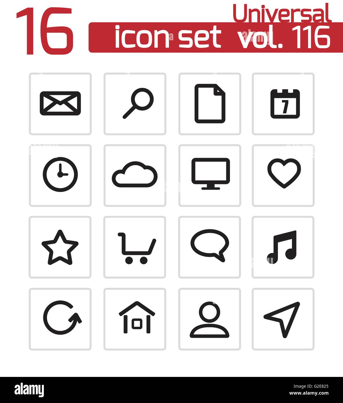 Vector black universal icons set on white background Stock Vector Image ...