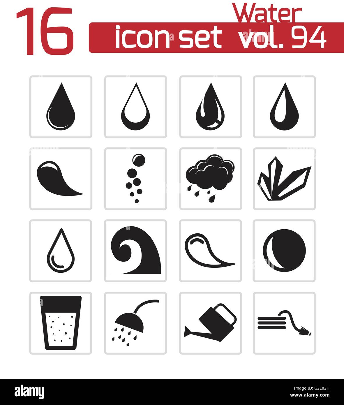 Vector black water icons set on white background Stock Vector Image ...