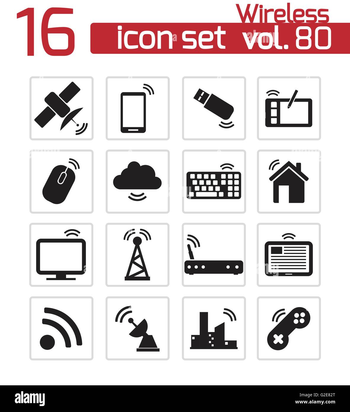 Vector black wireless icons set on white background Stock Vector Image ...
