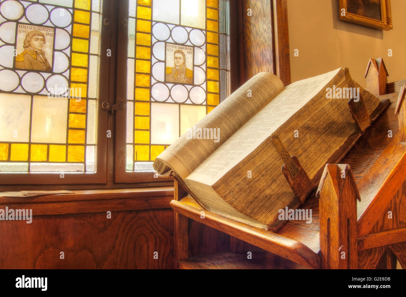 Large Book on Display in Library Stock Photo - Alamy