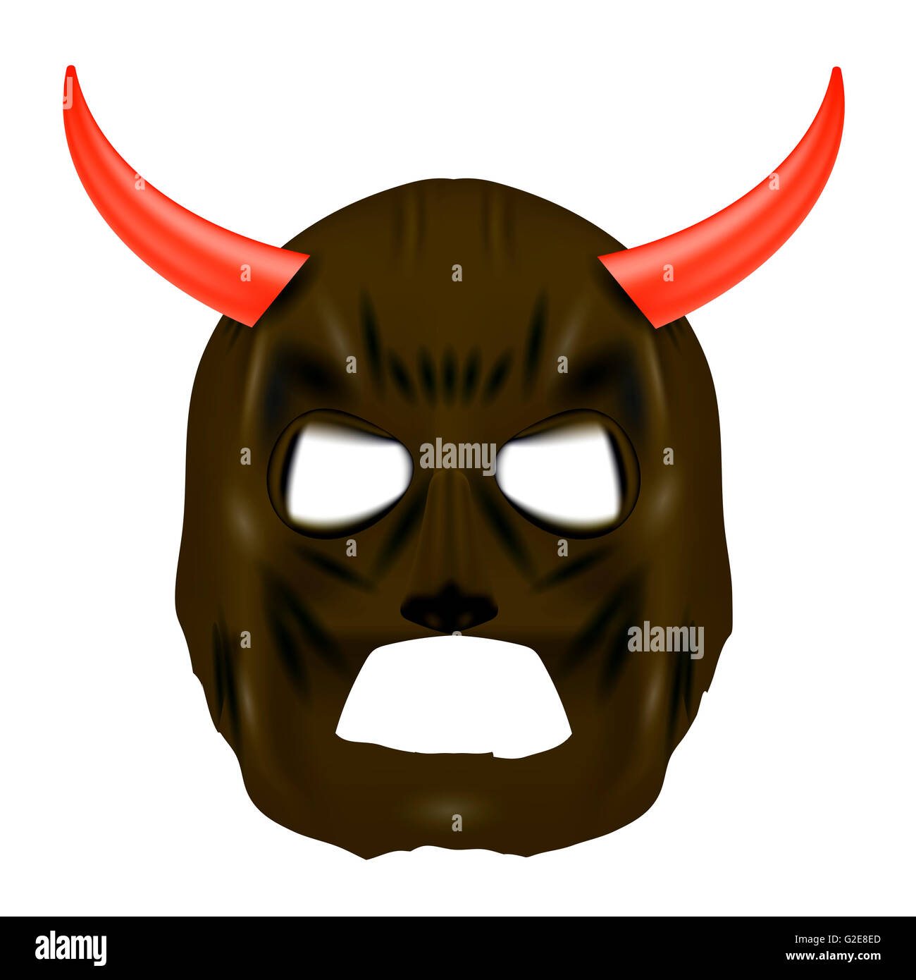 Red Horn Mask on White Background Stock Photo - Alamy