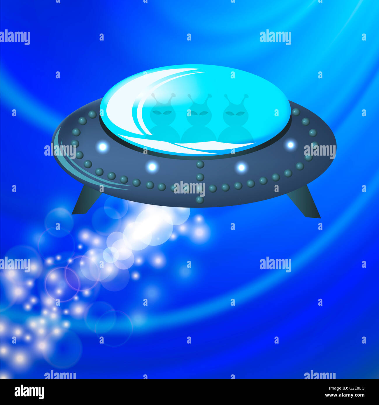 Spaceship Isolated on Blue Background Stock Photo - Alamy