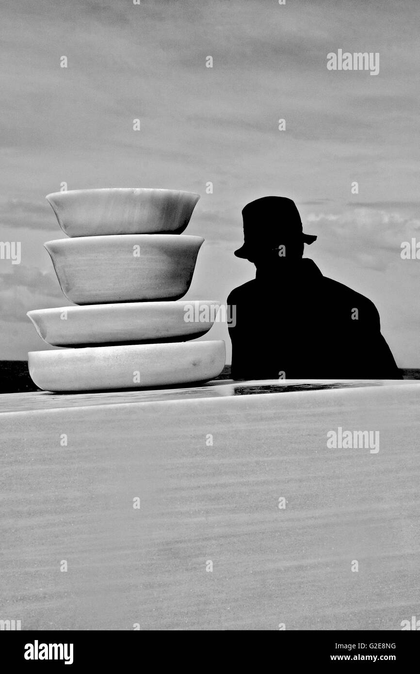 Sculpture and Man Silhouette Stock Photo - Alamy