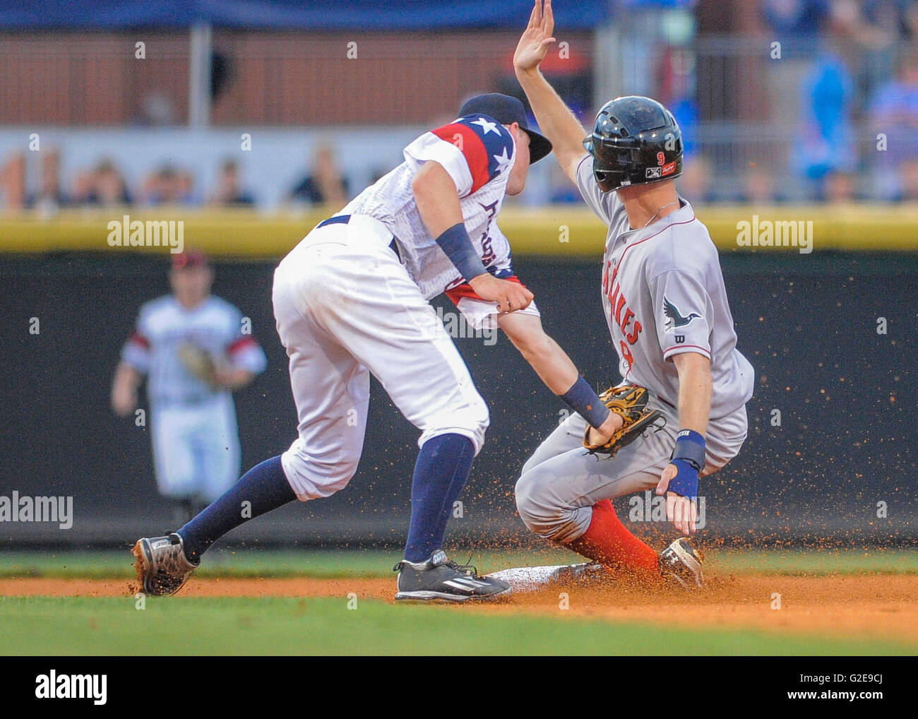 May 28, 2016 Great Lakes Loons outfielder Logan Landon (9) slide safely ...