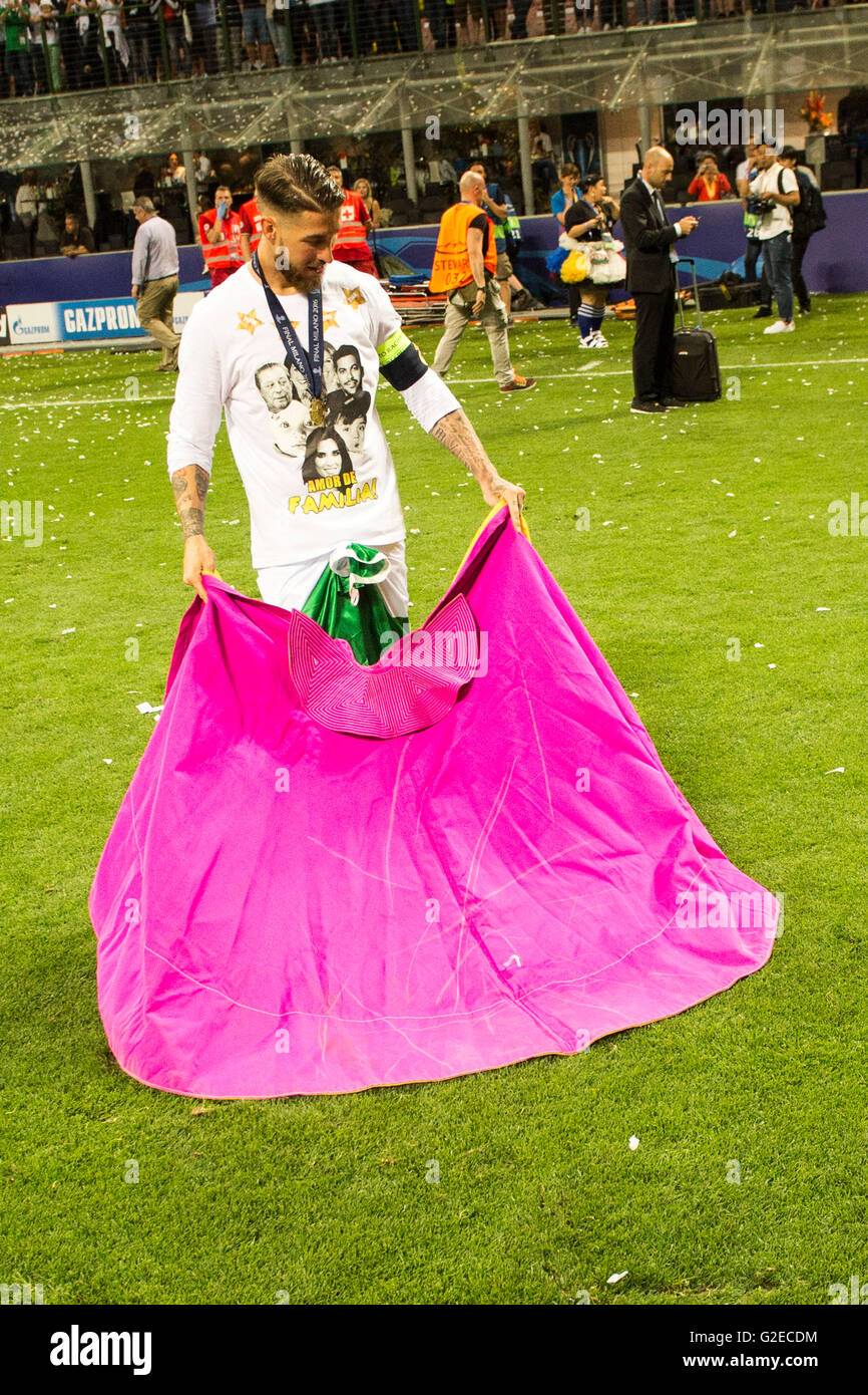 Milan, Italy. 28th May, 2016. Sergio Ramos (Real) Football/Soccer ...