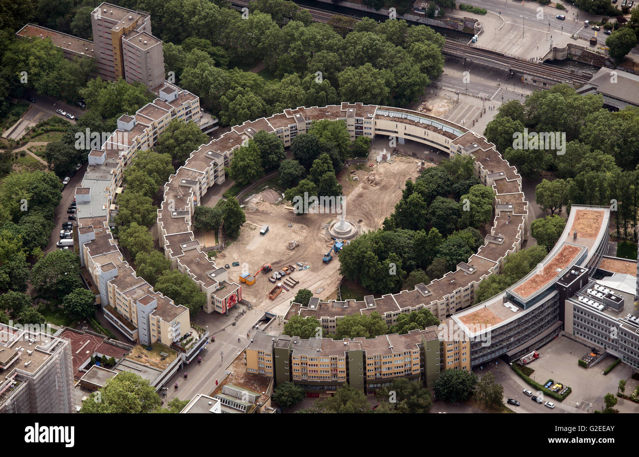 Berlin, Germany. 29th May, 2016. Mehringplatz from above in Berlin ...