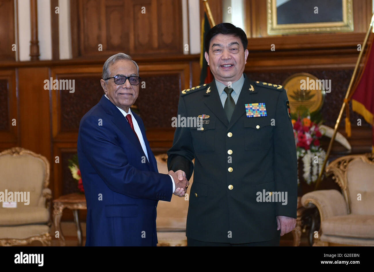 Dhaka. 30th May, 2016. Visiting Chinese Defense Minister Chang Wanquan ...