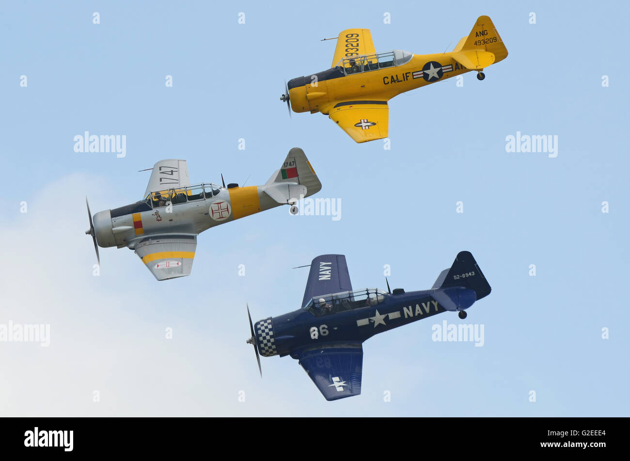 North American T-6 Texan planes flying at an Airshow Stock Photo - Alamy