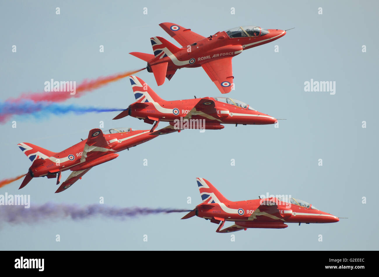 Duxford Airshow Red Arrows planes Stock Photo - Alamy