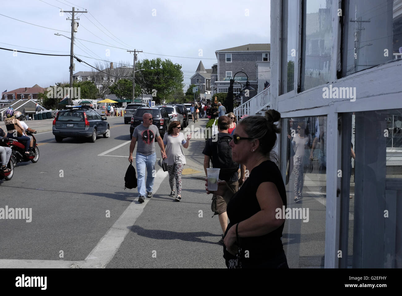 Shopping on Water Street, Block Island, Rhode Island, USA Stock Photo ...