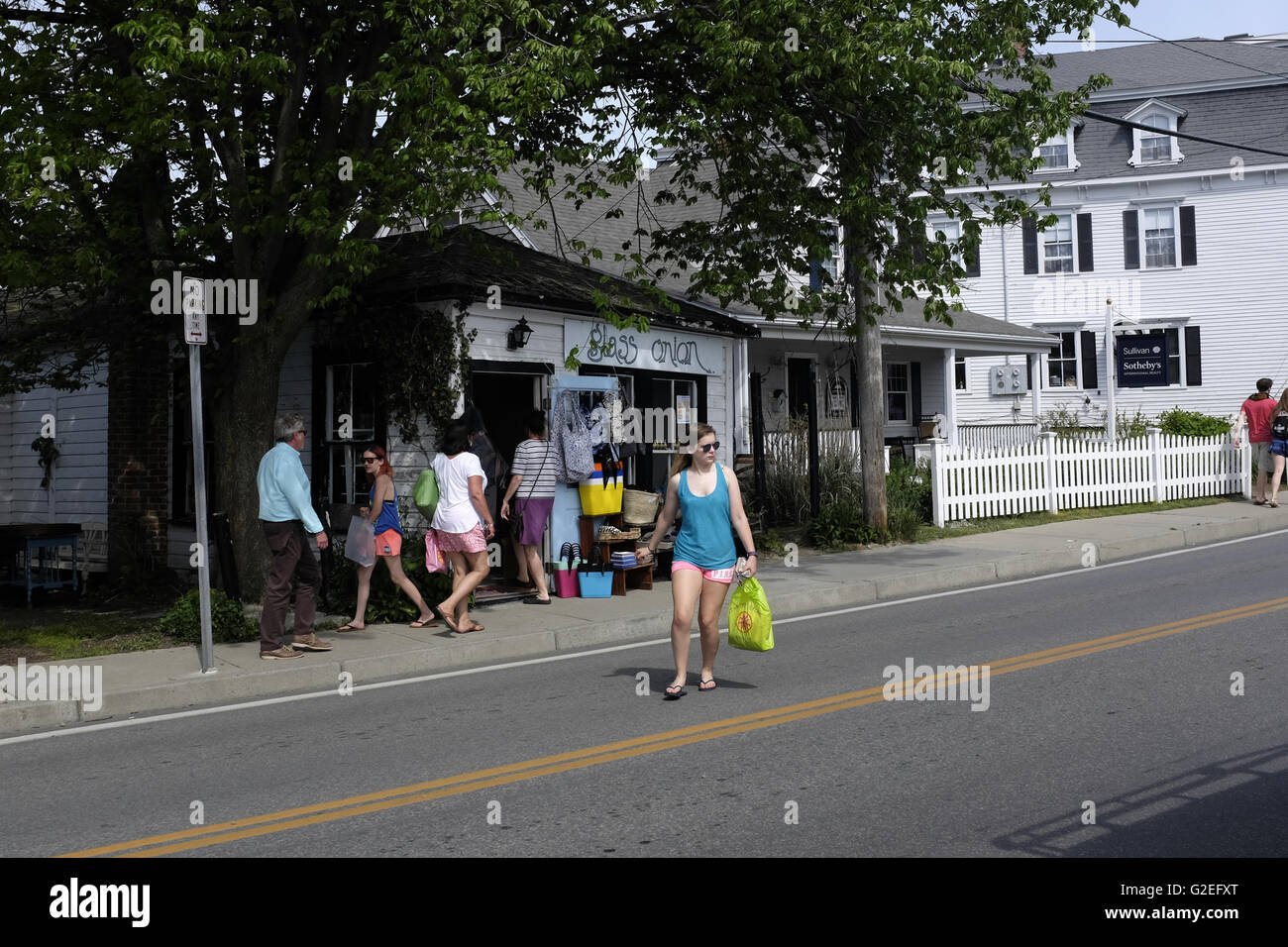 Shopping on Water Street. Memorial Day Weekend on Block Island, Rhode ...