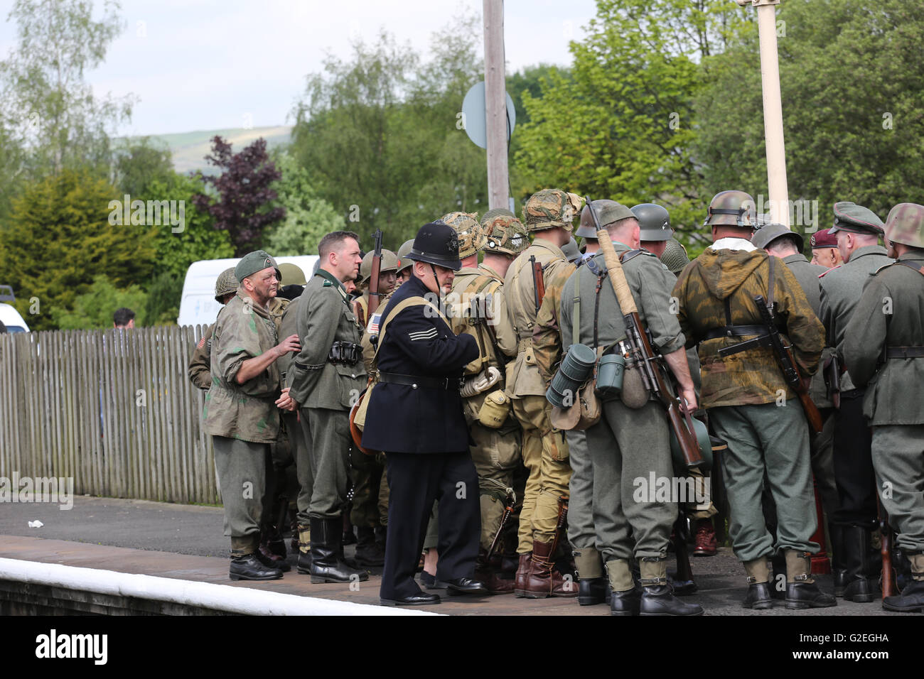 Ramsbottom, UK. 29th May, 2016. WW2 reenactors gather for a battle in ...