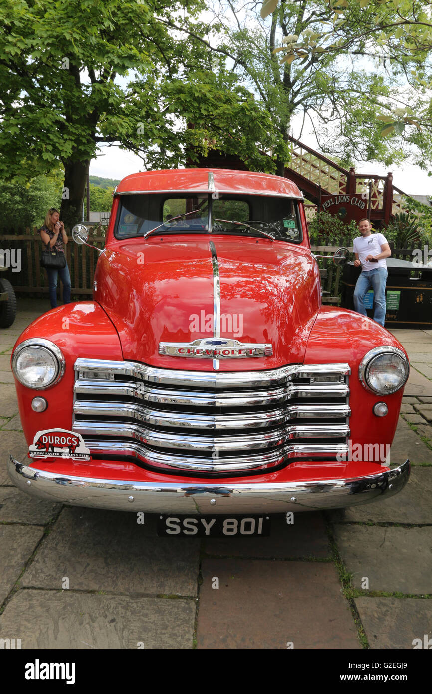 Ramsbottom, UK. 29th May, 2016. A Red Chevrolet outside the train ...