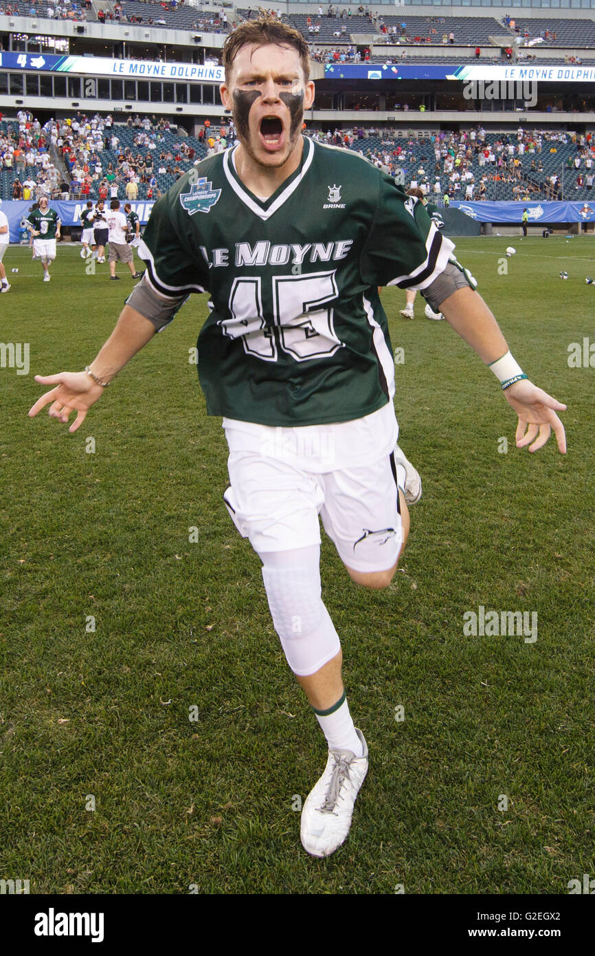 May 29, 2016: Le Moyne Dolphins defense Kyle Moyer (45) reacts ...