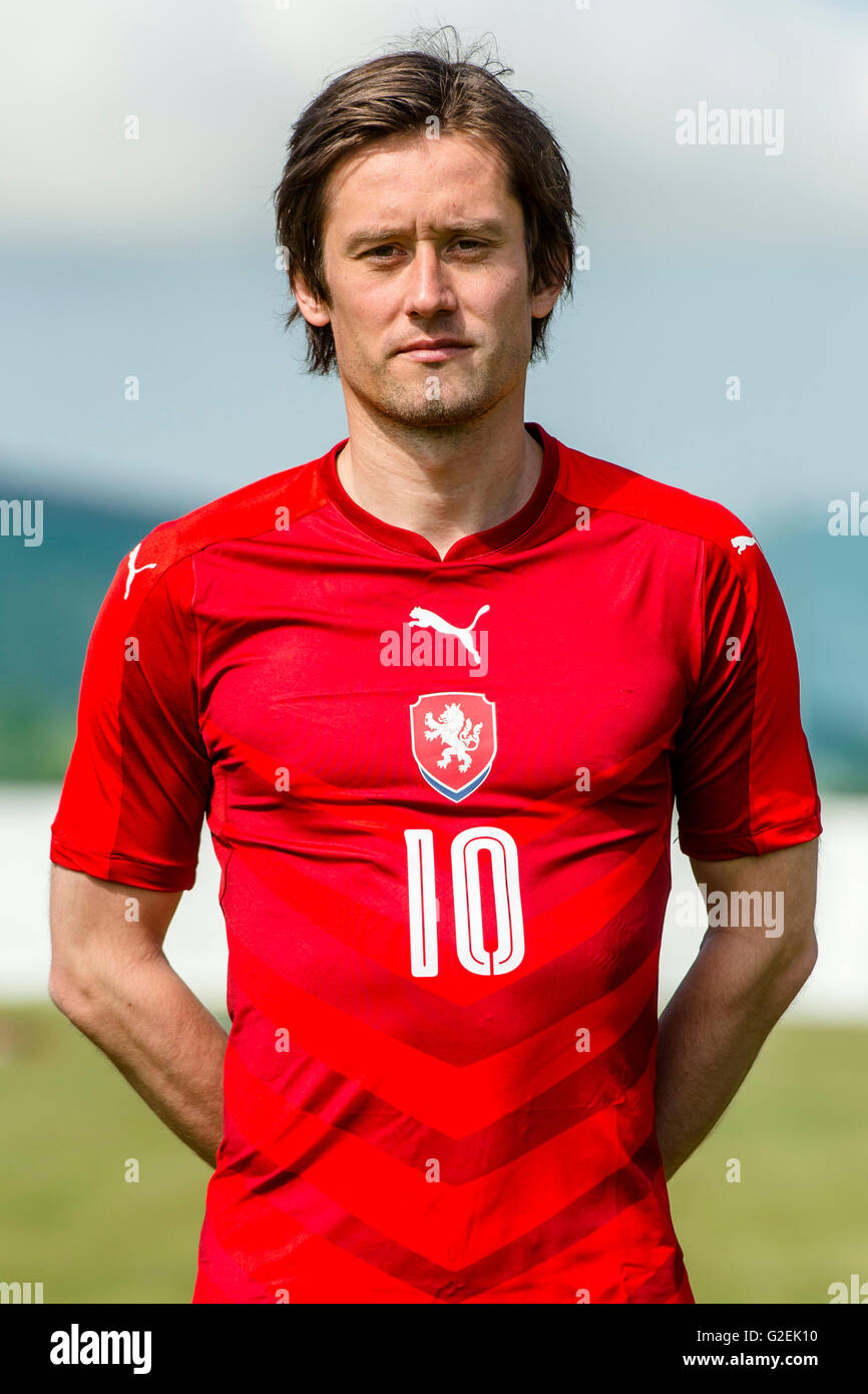 Czech national team player Tomas Rosicky poses for photographer during ...