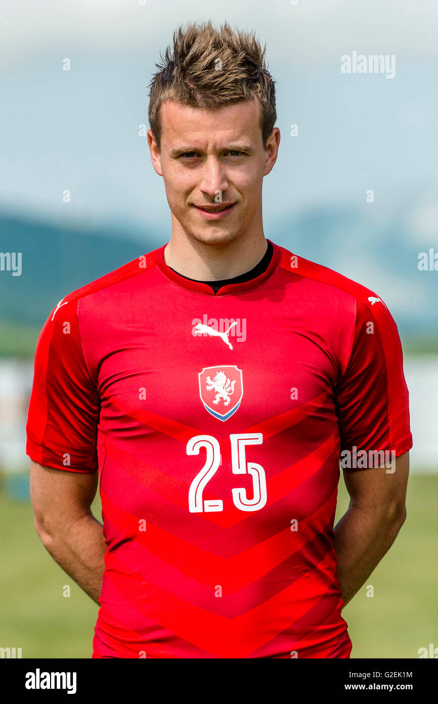 Czech national team player Lukas Marecek poses for photographer during ...