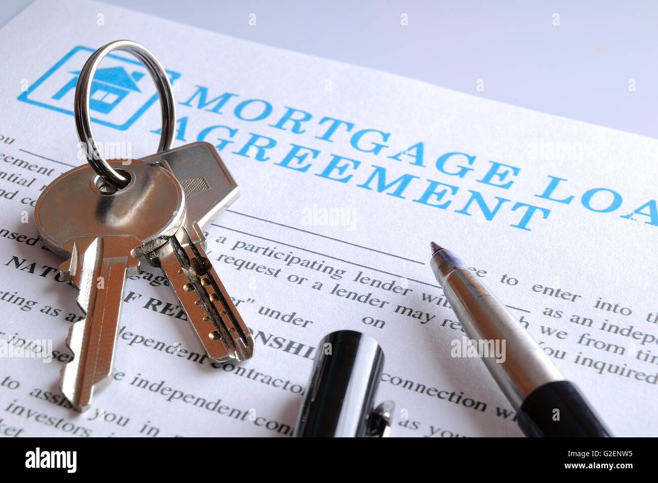 Receiving the keys and the mortgage contract for a new house to ...