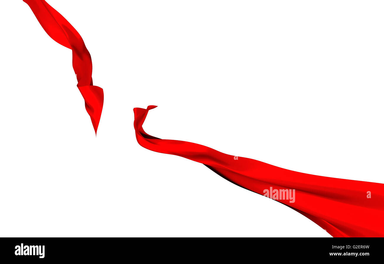 Illustration of Red Cut Ribbon Waving - Isolated Stock Photo - Alamy