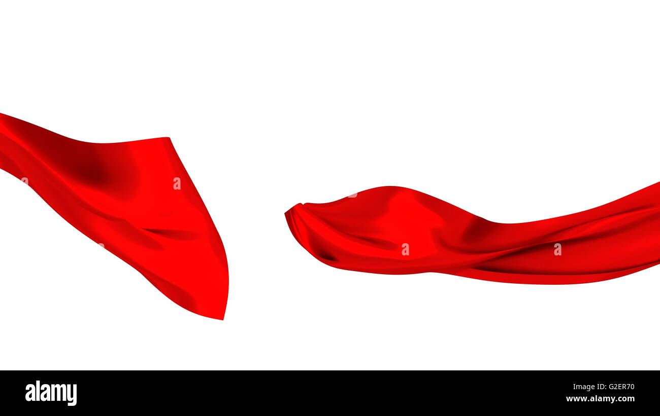 Illustration of Red Cut Ribbon Waving - Isolated Stock Photo - Alamy