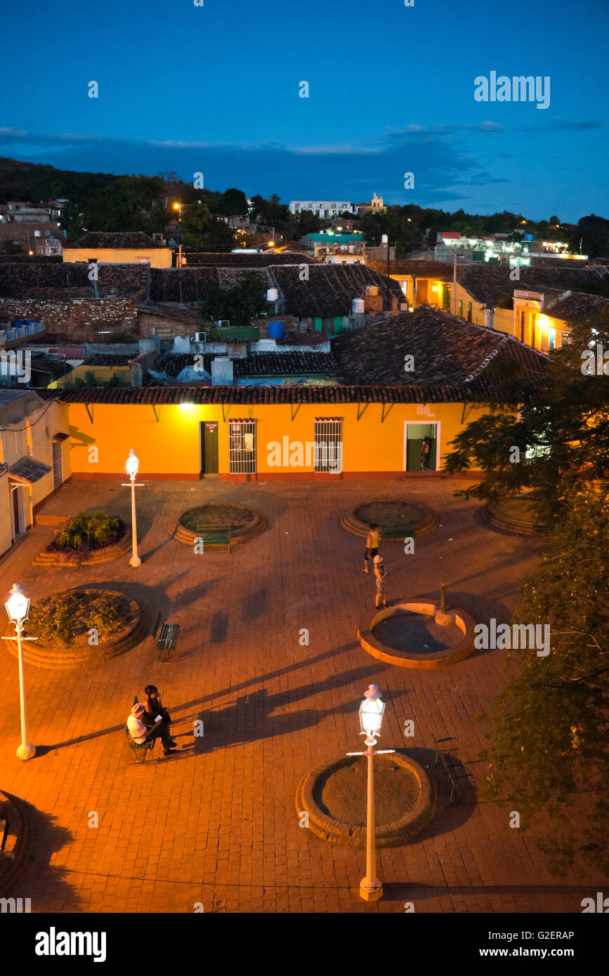 Vertical aerial view of Trinidad at night, Cuba Stock Photo - Alamy