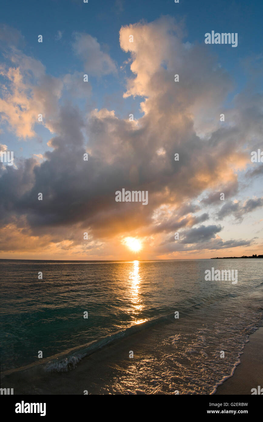 Vertical view of sunset over Playa Ancon near Trinidad, Cuba Stock ...