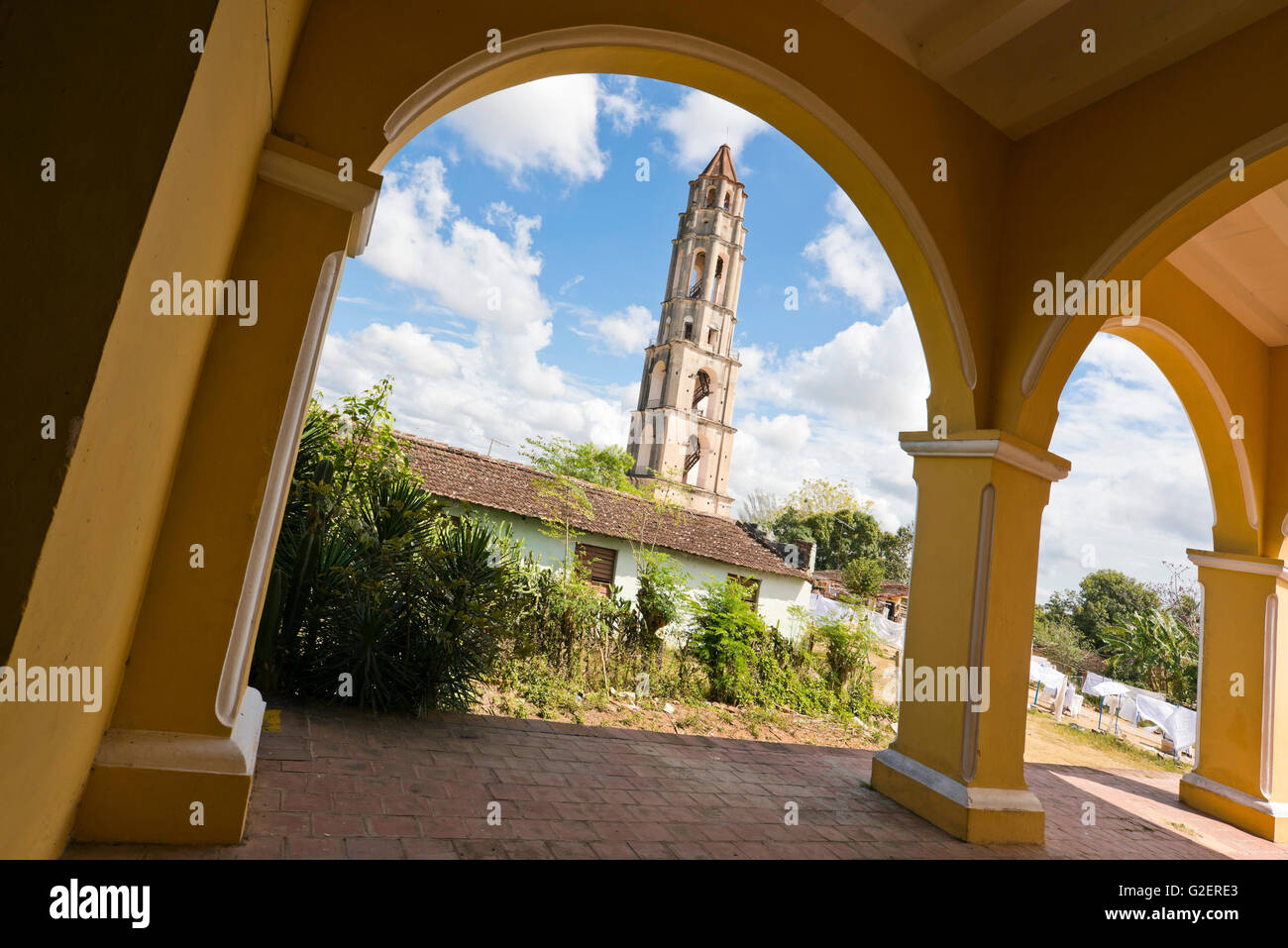 Horizontal view of the Manaca Iznaga belltower in Valle De Los Ingenios ...
