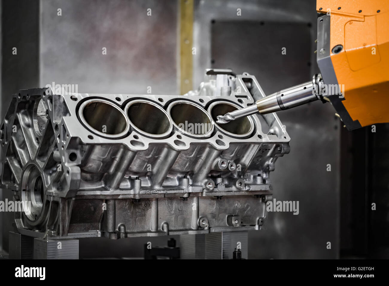 Metalworking CNC milling machine. Cutting metal modern processing ...