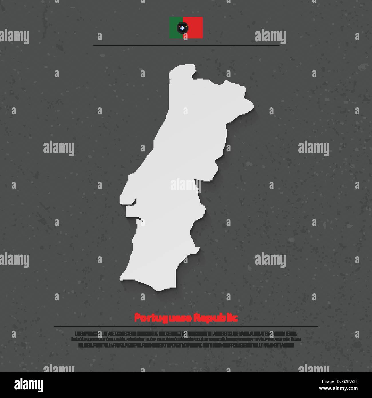 Portuguese Republic isolated map and official flag icon. vector ...