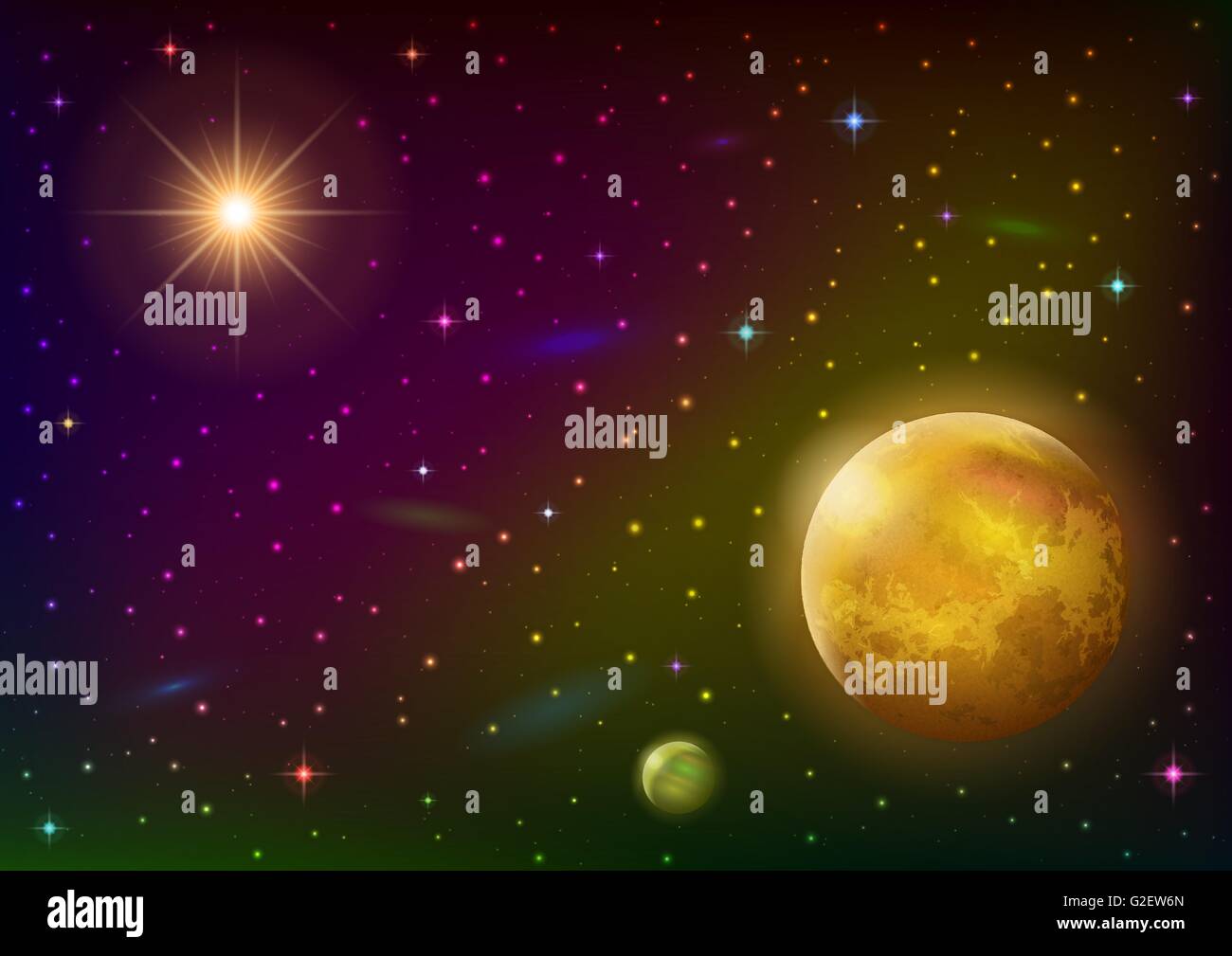 Space background with planet and sun Stock Vector Image & Art - Alamy