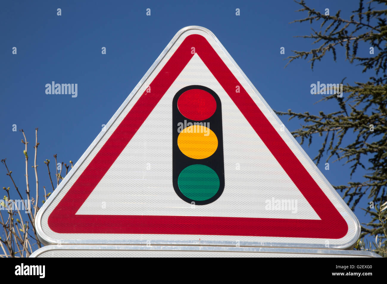 Traffic Light Sign against Blue Sky Background Stock Photo - Alamy
