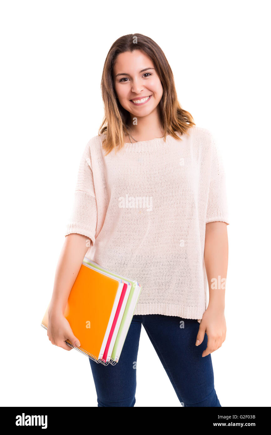 Young student posing over a white background Stock Photo - Alamy