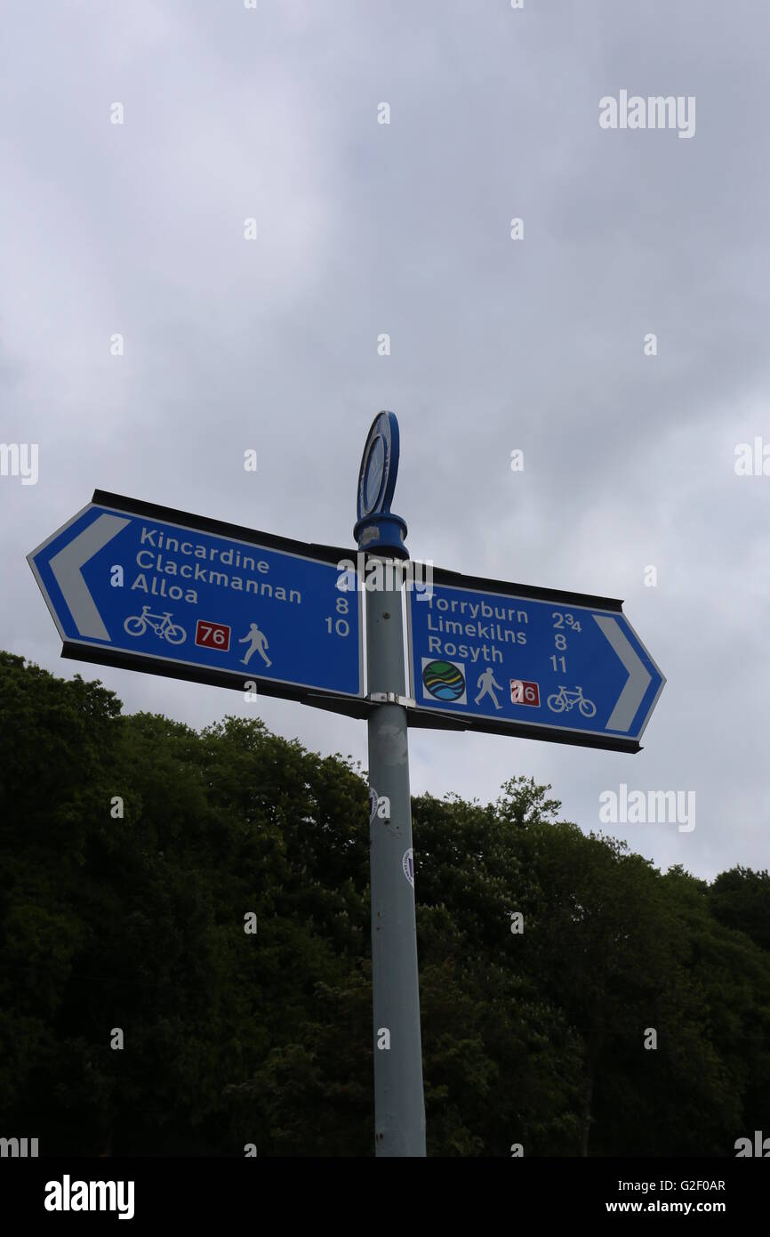 Signpost on Fife Coastal Path in Culross Fife Scotland May 2016 Stock ...
