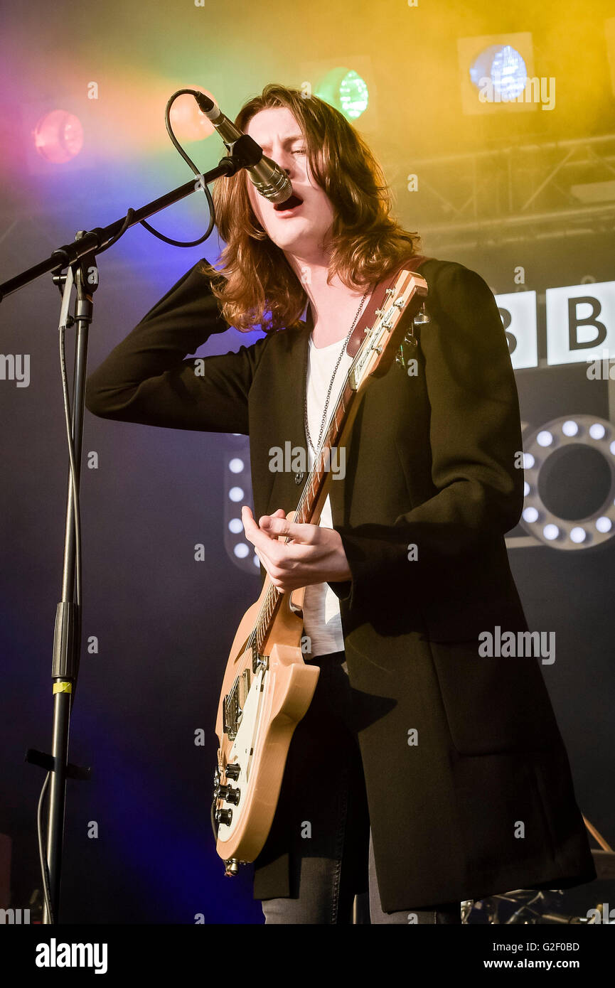 Blossoms Lead Singer Tom Ogden Performs Onstage During Bbc Radio 1s
