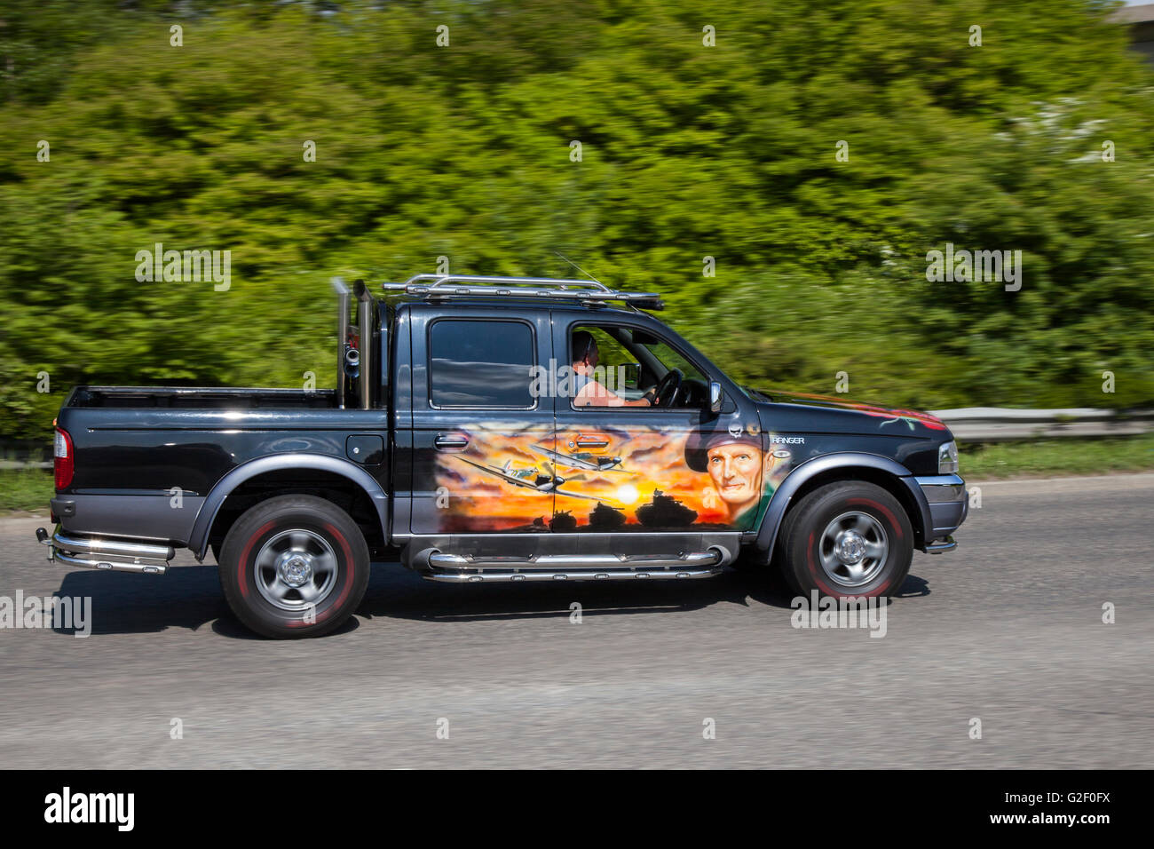 Customised Ford Ranger with flame wartime remembrance decals, self ...