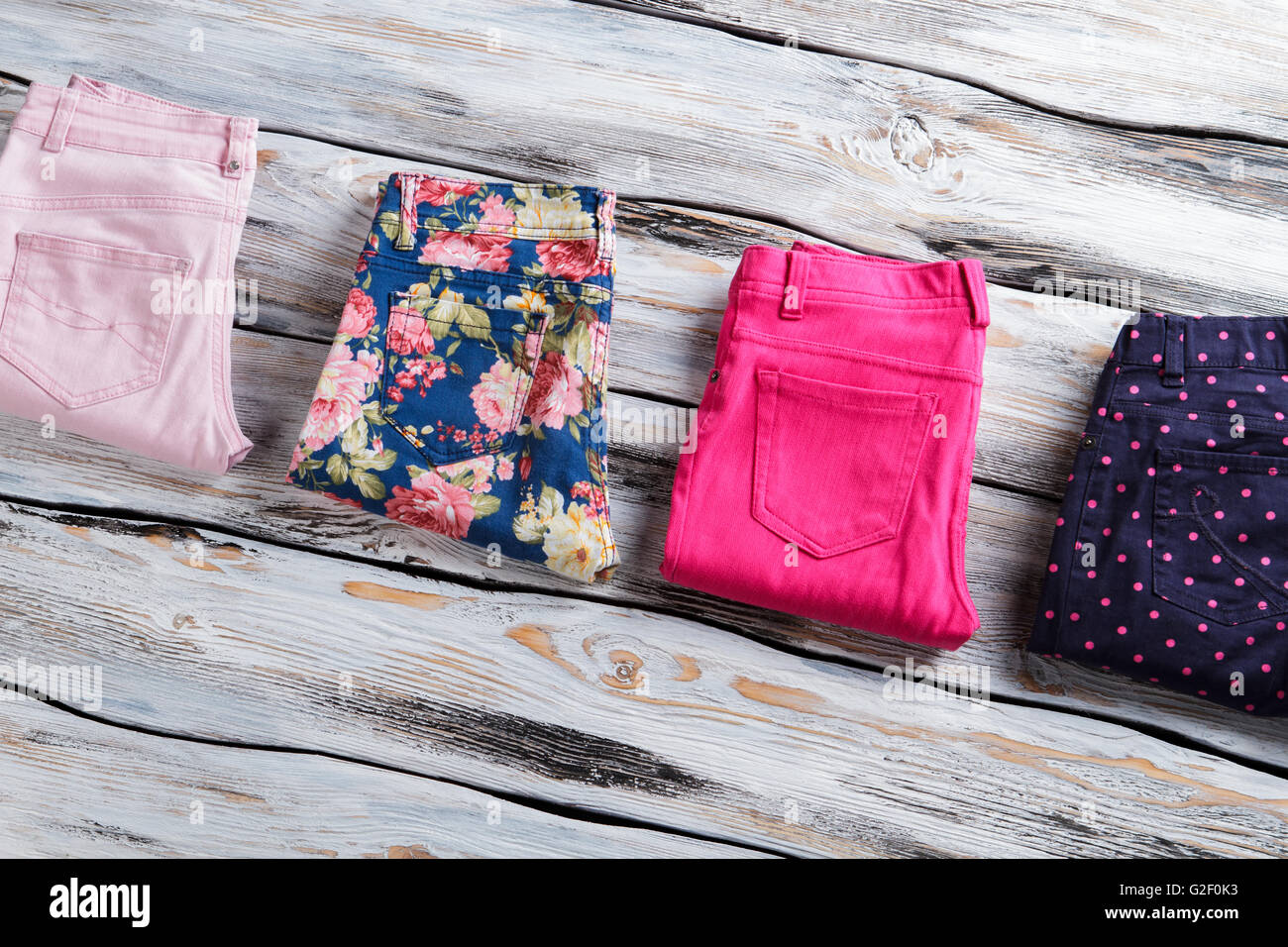 Different-colored trousers with pattern Stock Photo - Alamy