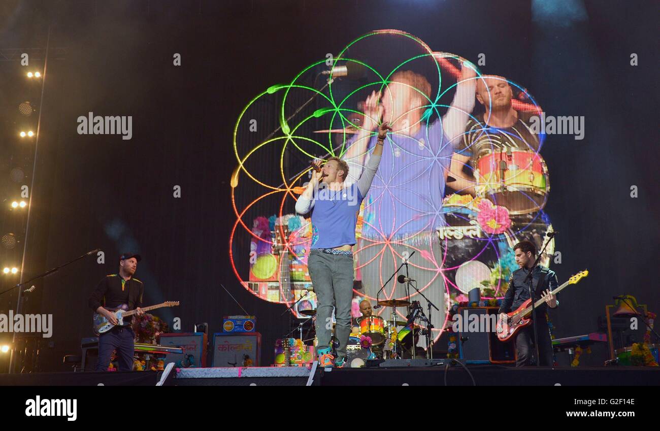 EDITORIAL USE ONLY Coldplay perform on stage during BBC Radio 1's Big ...