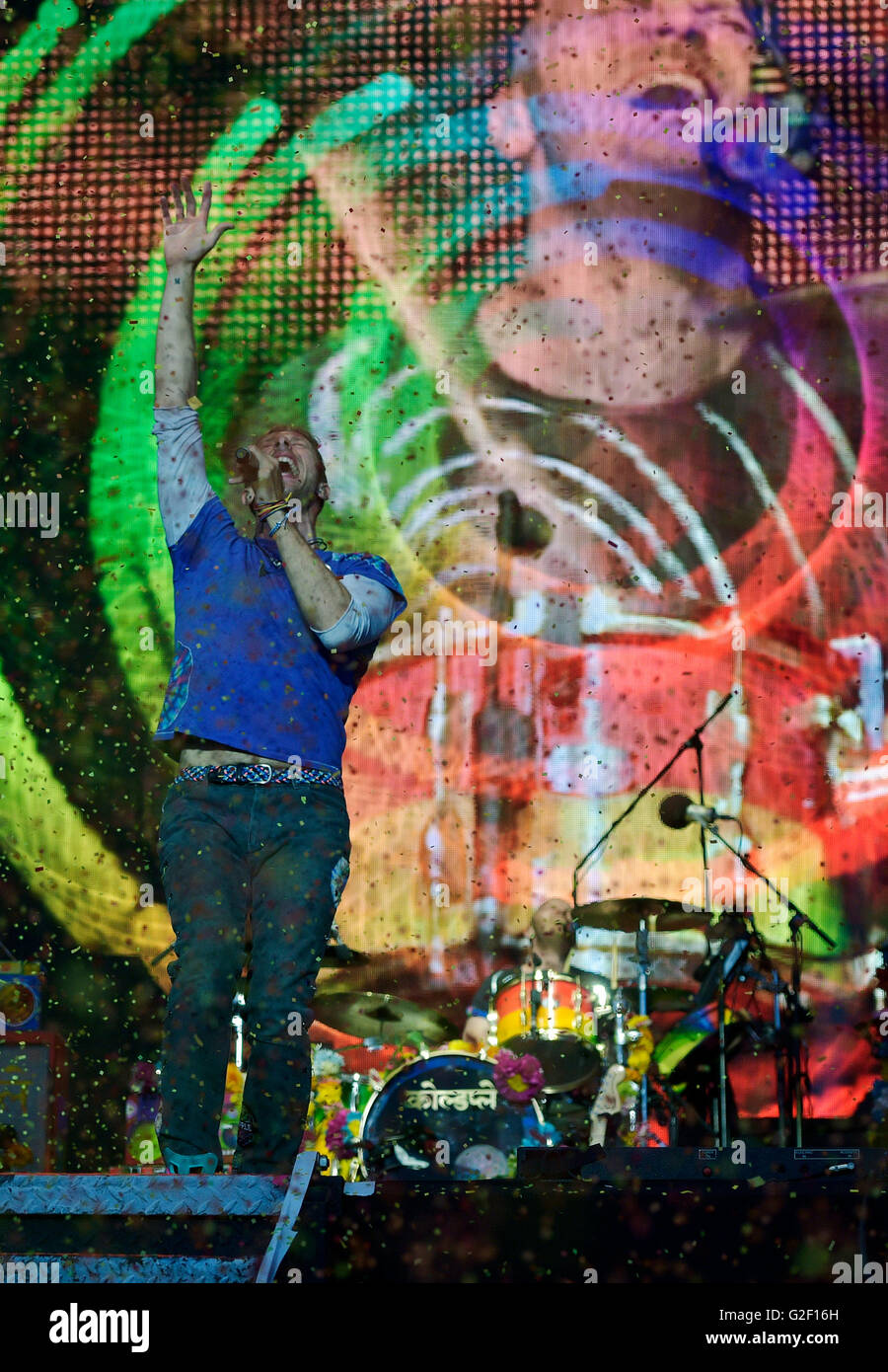 EDITORIAL USE ONLY Coldplay perform on stage during BBC Radio 1's Big ...