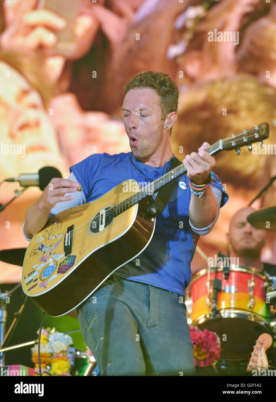 EDITORIAL USE ONLY Coldplay perform on stage during BBC Radio 1's Big ...