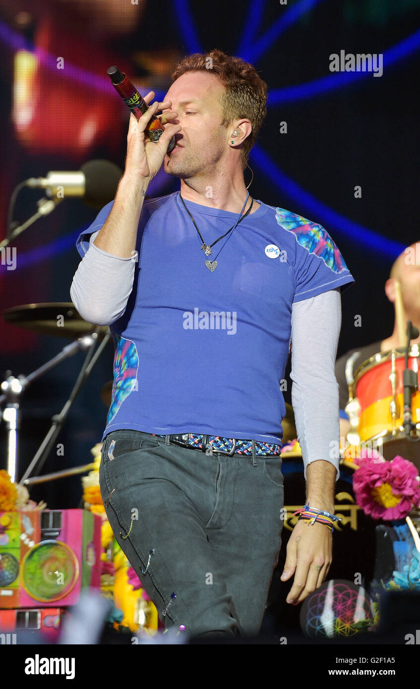 EDITORIAL USE ONLY Coldplay perform on stage during BBC Radio 1's Big ...